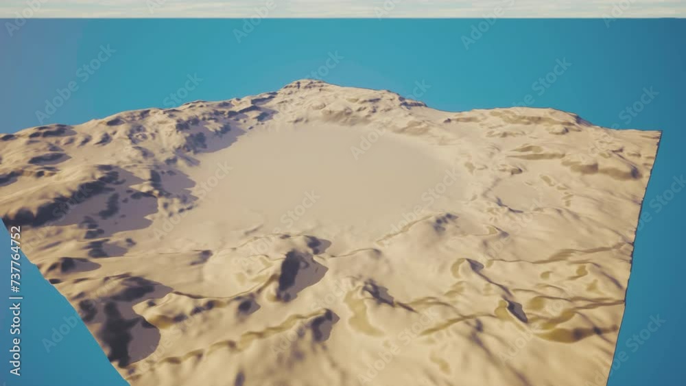 3D map modeling. Low poly land. Low-poly CGI mountains. Desert model ...