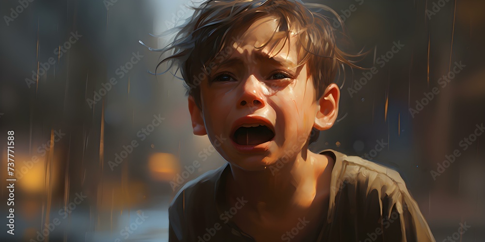 crying boy run. Concept Sadness and Hope, Emotional Expressions ...