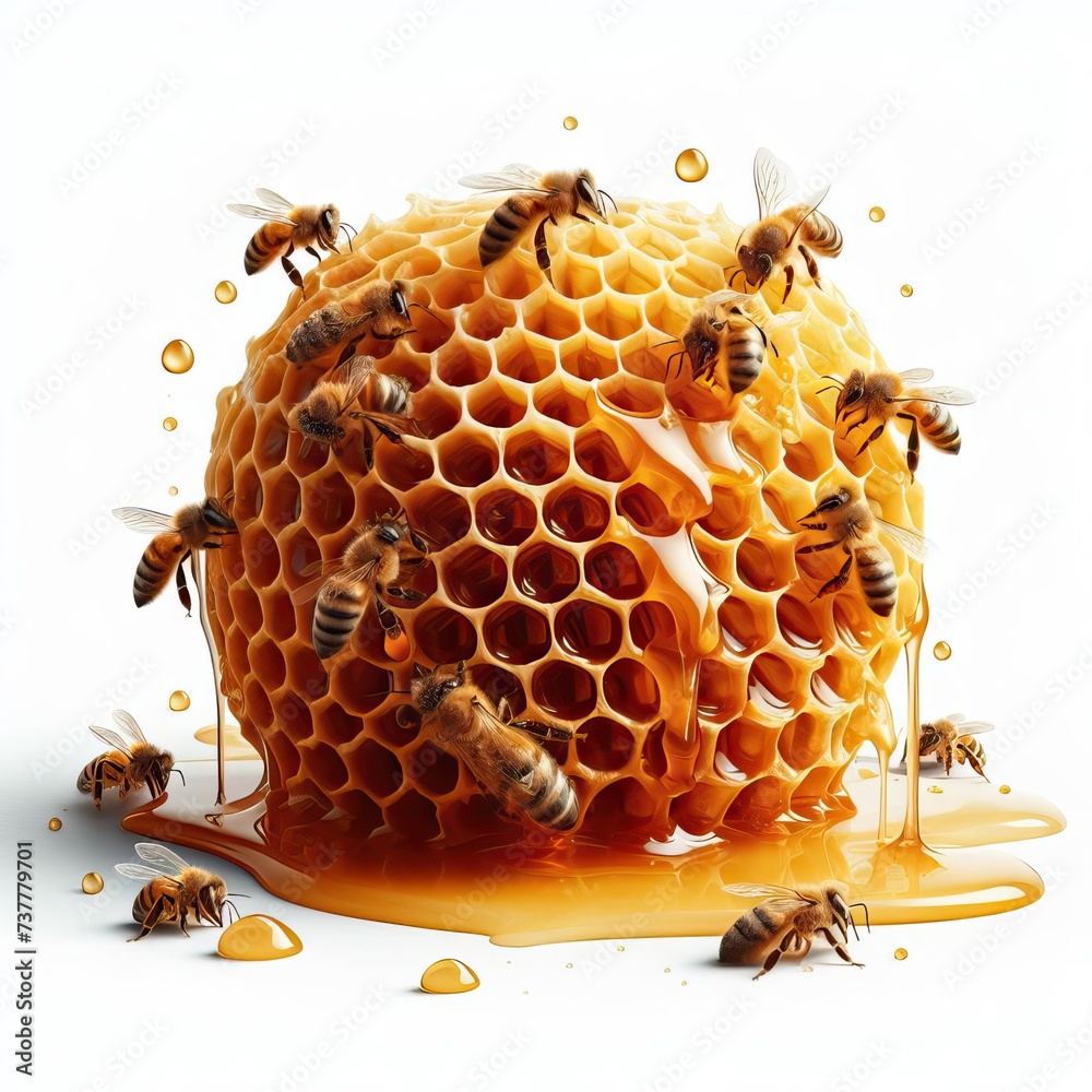 Honeycomb | with bees Honey bees store nectar on. honeycombs, Wax ...