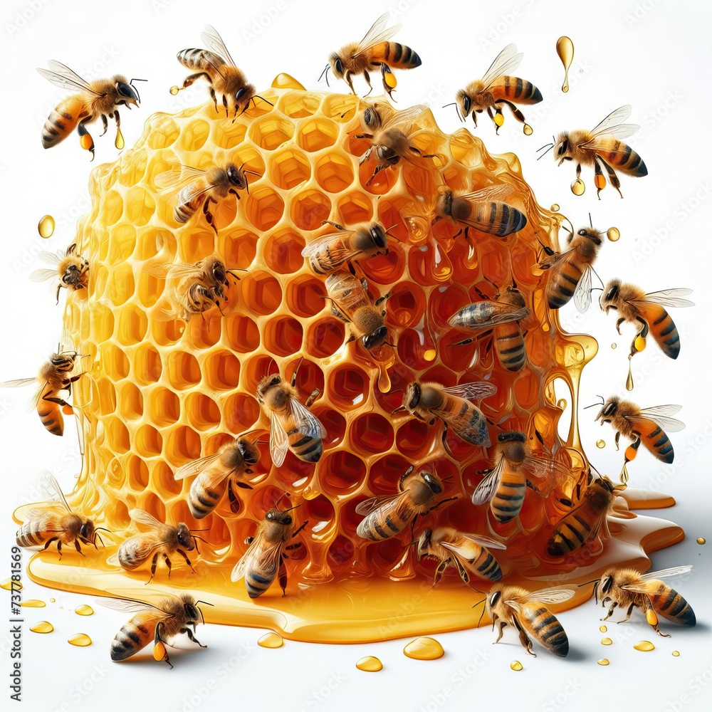 Honeycomb | with bees Honey bees store nectar on. honeycombs, Wax ...