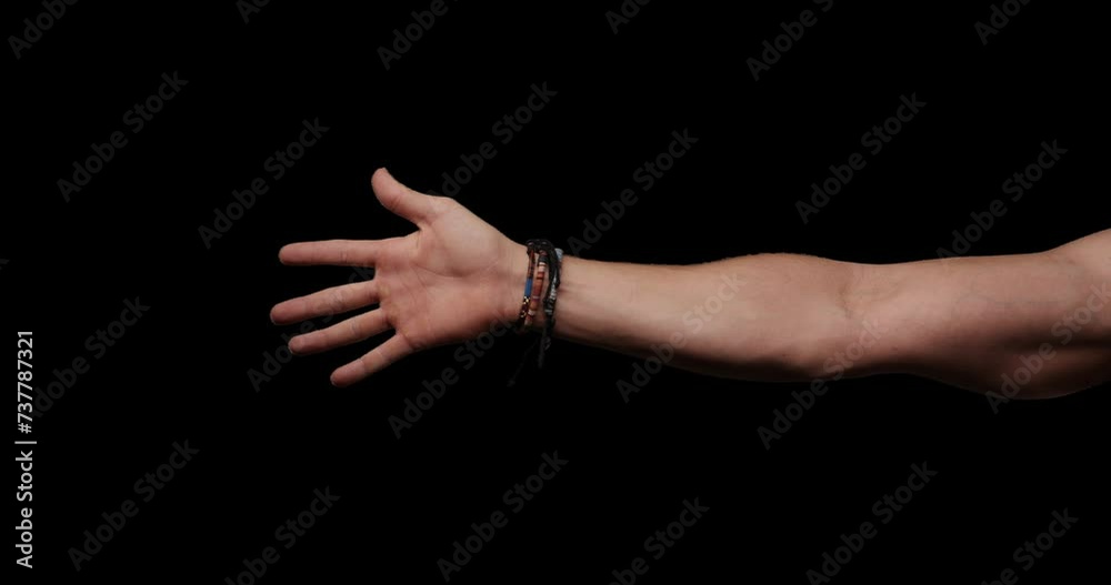 Hand gestures with alpha channel. "hello" gesture, muscular male arm ...