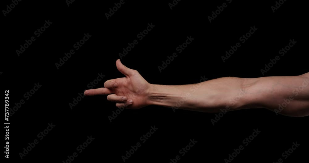Hand gestures with alpha channel. Pre keyed. Muscular male arm shows ...