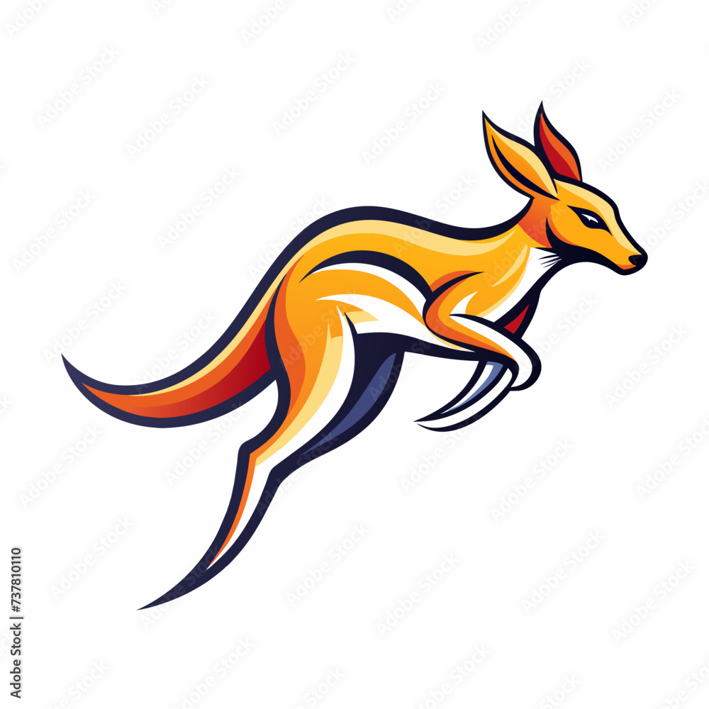 Jump kangaroo drawing art logo design inspiration silhouette logo Stock ...