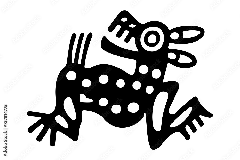 Deer symbol of ancient Mexico. Decorative Aztec clay stamp motif ...
