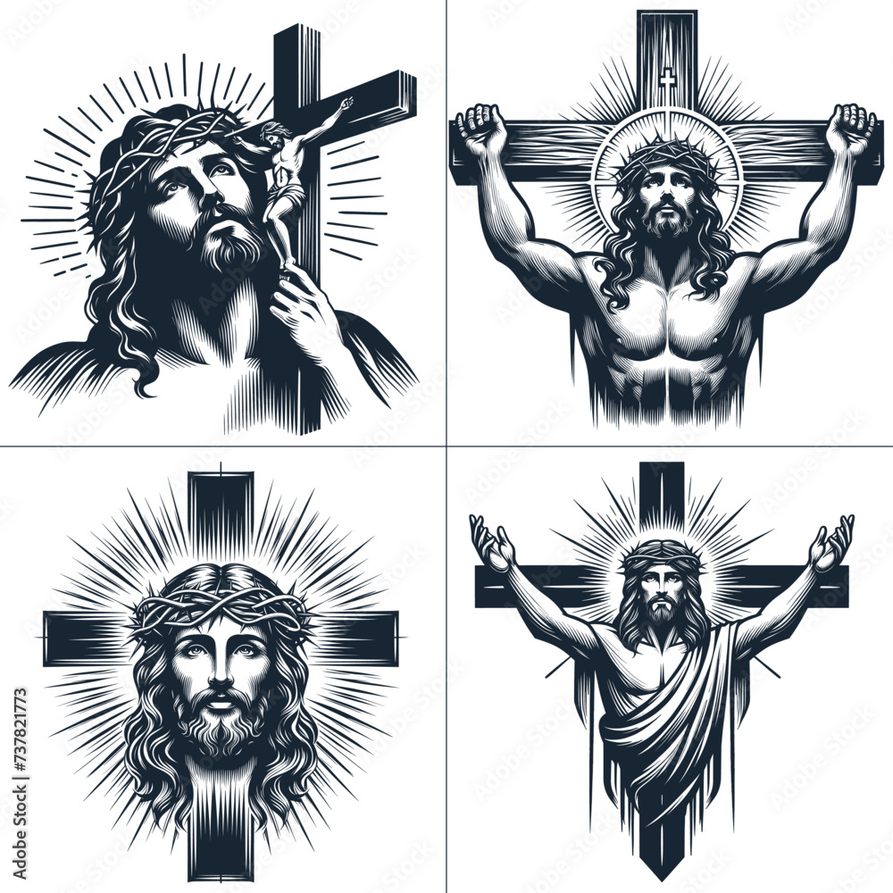 Jesus Christ Crown of Thorns vector , line art bundle File Stock Vector ...