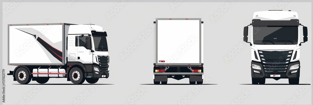 Isolated vector truck trailer template set against a white backdrop ...