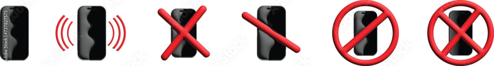 No calling mobile phone with prohibition sign red isolated on white ...
