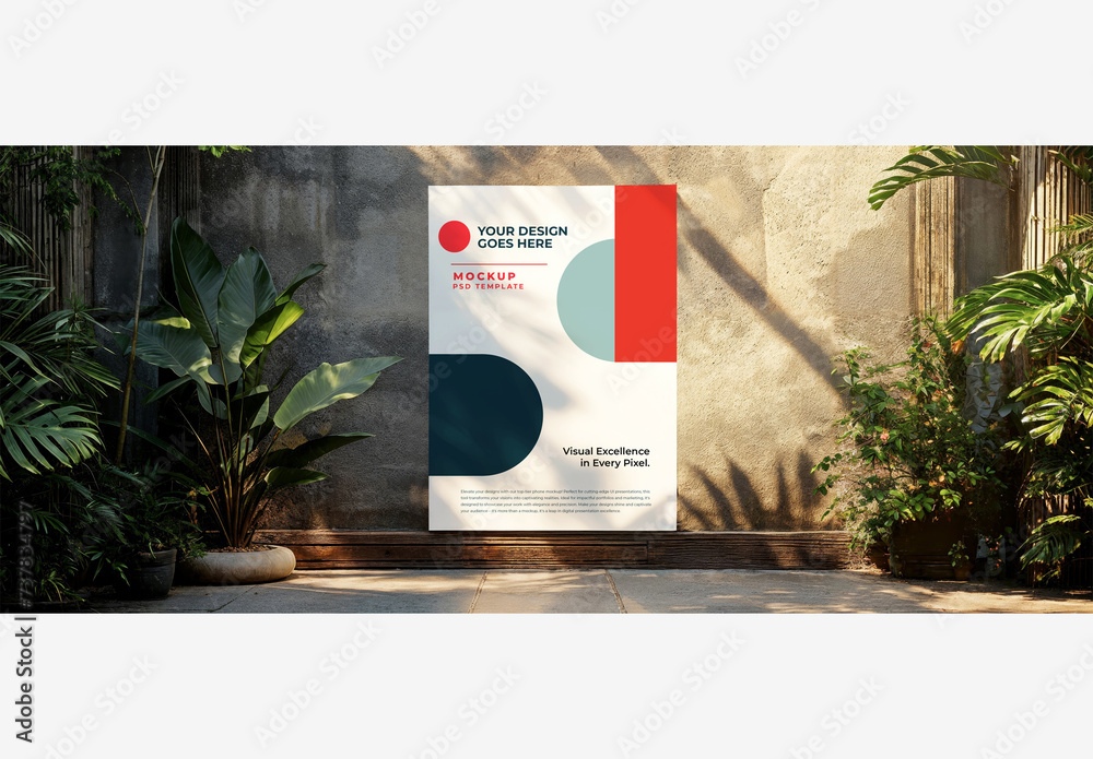 Outside Street Poster Mockup: Beautiful Garden Setting with White Board ...