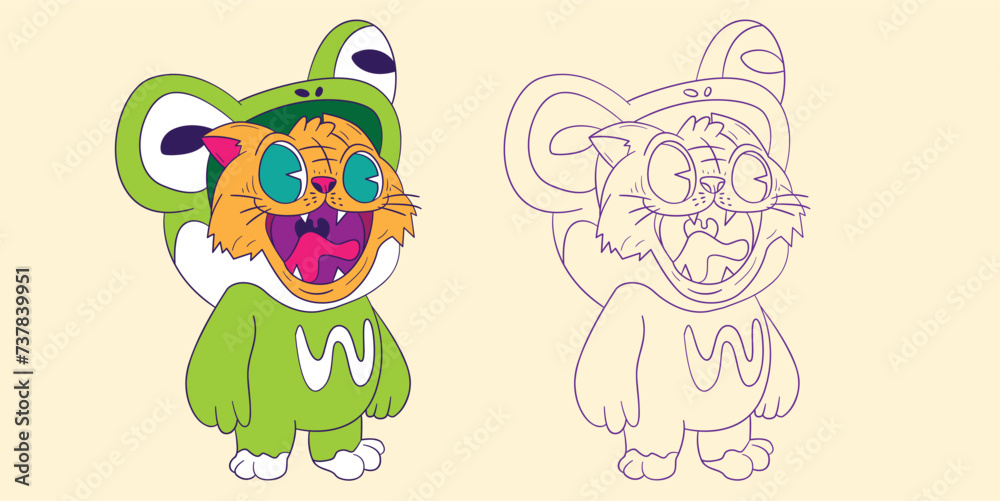 cute animal doodle illustration for coloring page drawing book Stock ...