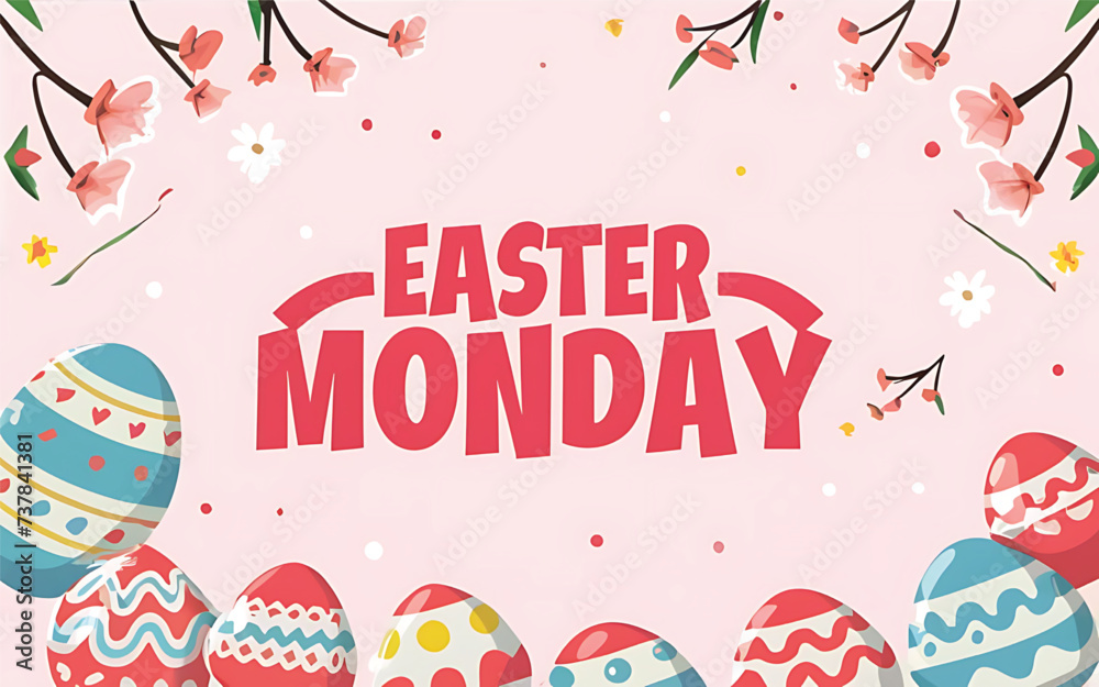 celebrated Easter monday poster template design with egg background ...