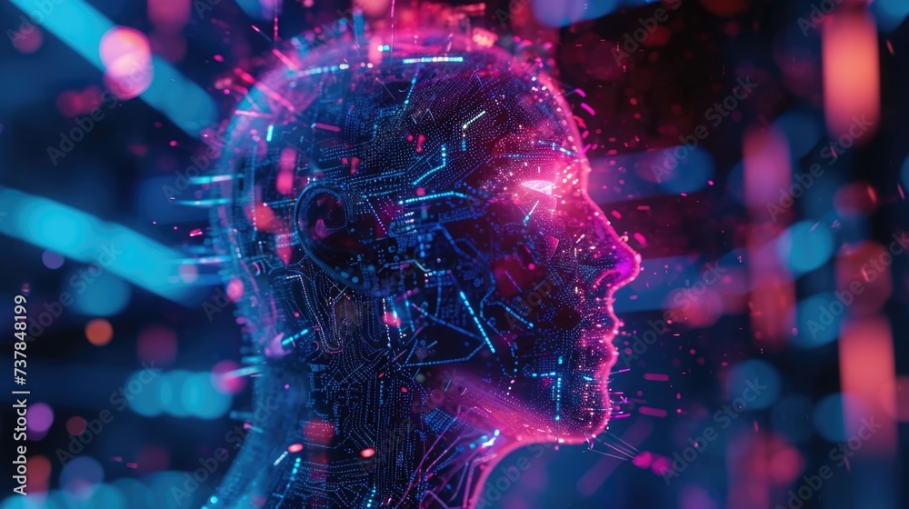 The audience is in awe as models glide down the runway in holographic ...