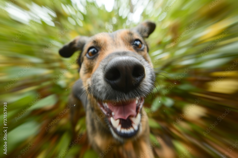 Capture the world through a dog's eyes, with blurry edges and distorted ...