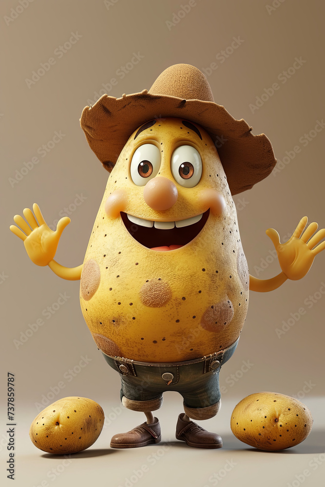 Cartoon characters potato, concept healthy life, Formation of correct ...