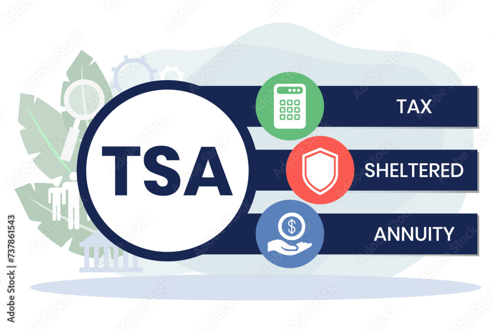 TSA - Tax Sheltered Annuity acronym. business concept background ...