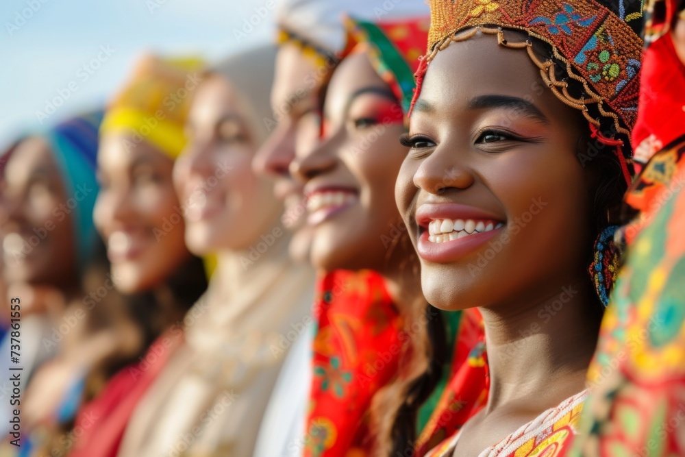 Group of people wearing traditional clothing from different countries ...