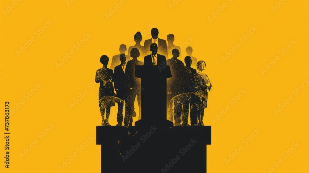 Equal Representation Podium: A silhouette of a podium with diverse ...