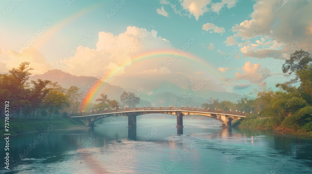 Silhouette of a Rainbow Bridge: An image of a bridge spanning across a ...