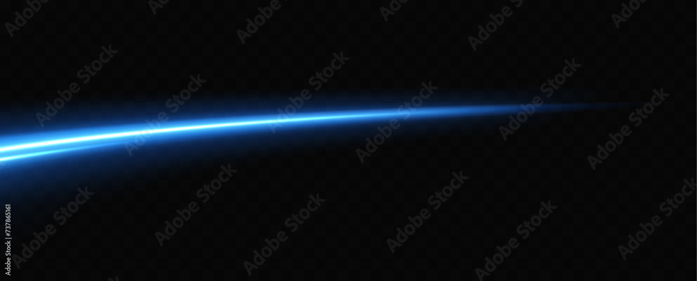 Horizontal neon lines.Blue speed lines.Motion light effect.Vector. red ...