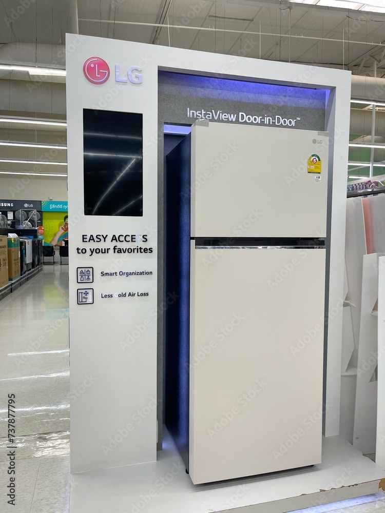 New model of LG refrigerator in shopping mall, in apptiences store ...