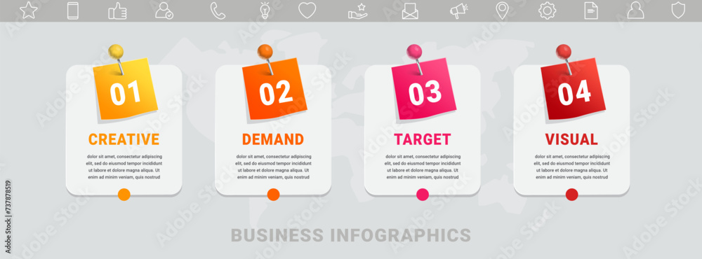 Infographic vector futuristic template with four steps and options ...