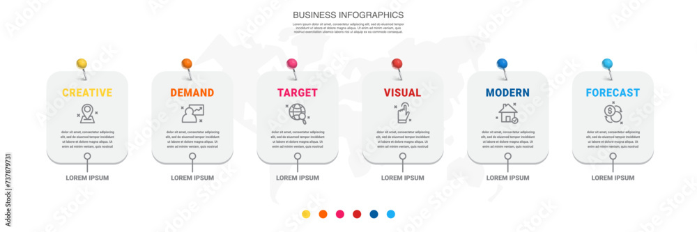 Infographic vector futuristic template with six steps and options ...
