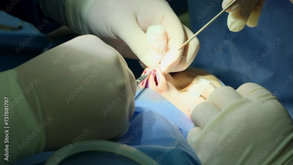 Rhinoplasty or endoscopic septoplasty surgery. The doctor makes an ...