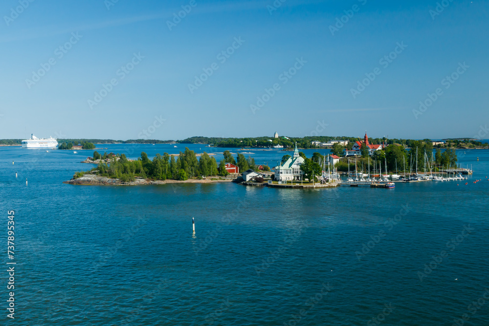 Helsinki, Finland - 12 June 2023: Island Valkosaari and Silja Line ...