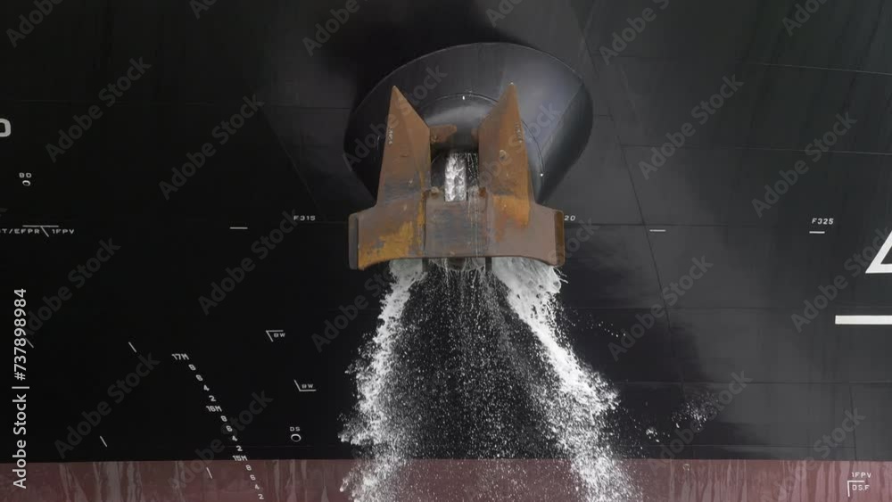 Container ship ballast discharging ballast water out from the Anchor's ...