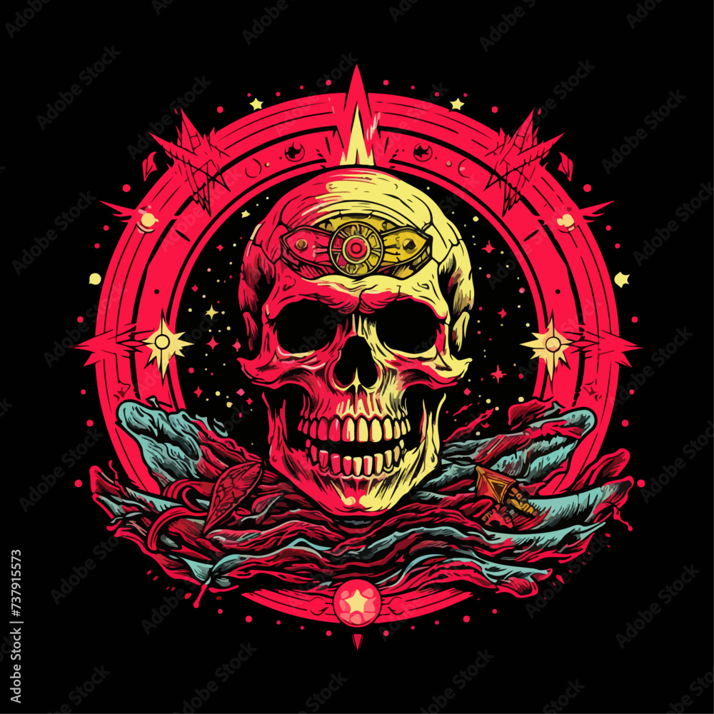 illustration vector Dark Art Gothic Occult Symbols with Skull Motifs ...