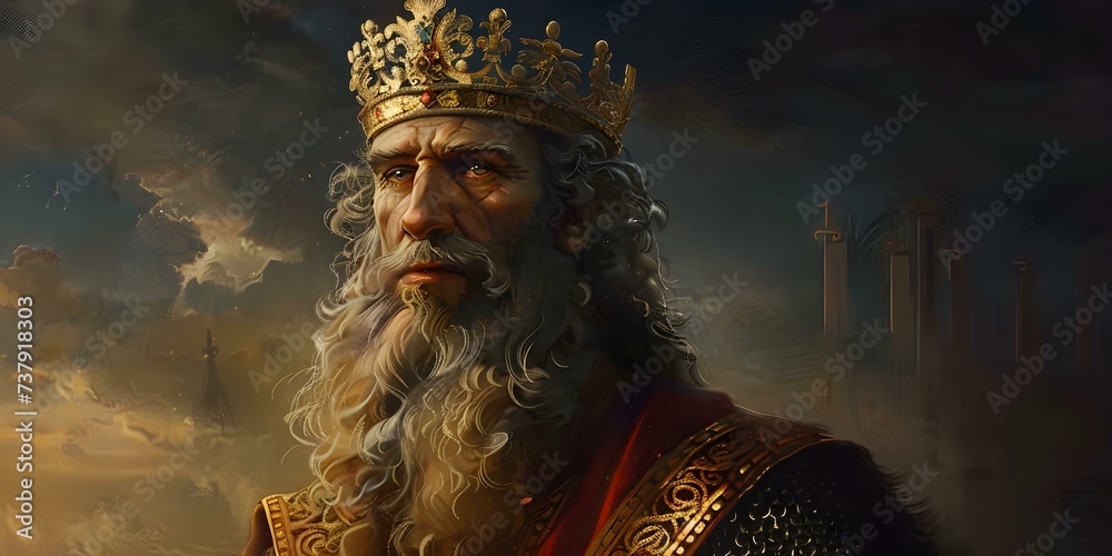 A regal portrait capturing the wisdom and grandeur of King Solomon ...