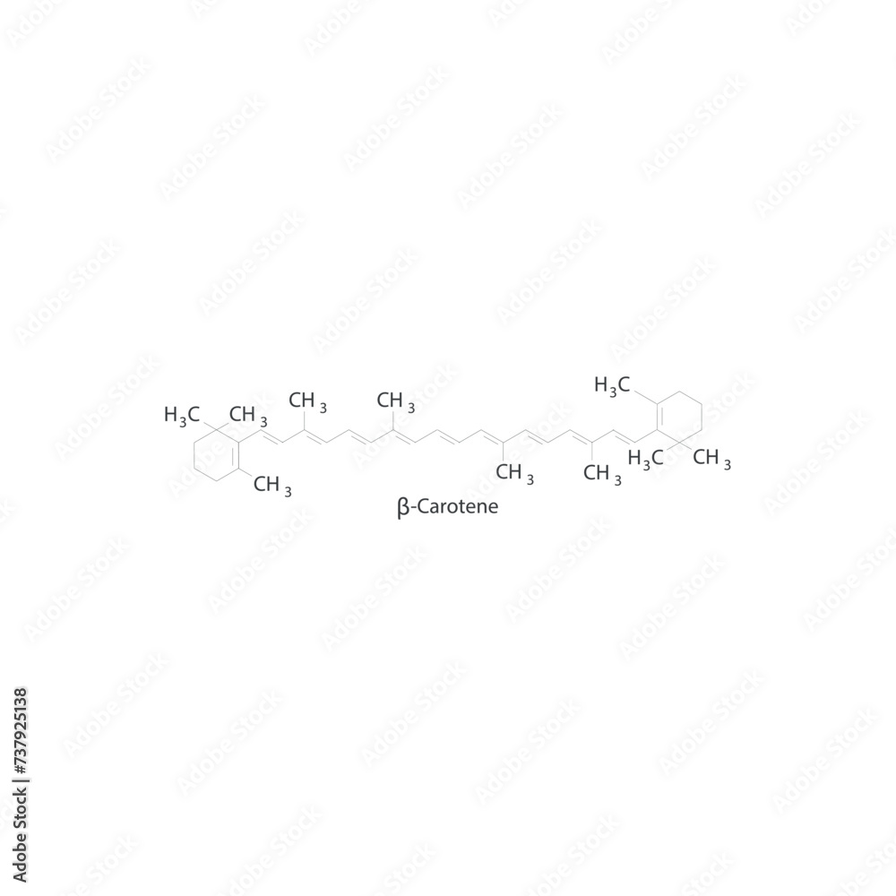Echinenone skeletal structure diagram.Caratenoid compound molecule ...