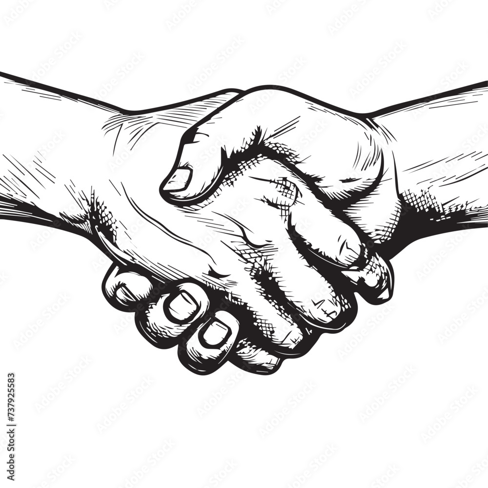 Hand shake in cartoon, doodle style . Image for t-shirt, web, mobile ...