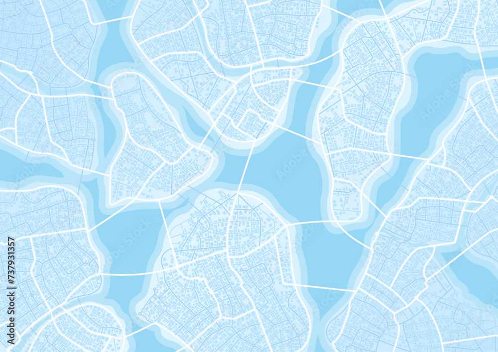 Concept of planning and mapping a travel route using a general city map ...