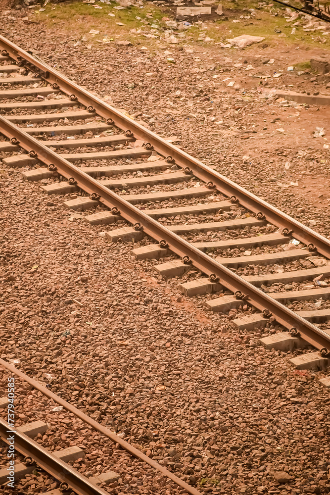 View of train Railway Tracks from the middle during daytime at ...
