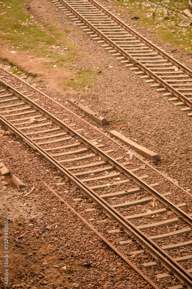 View of train Railway Tracks from the middle during daytime at ...