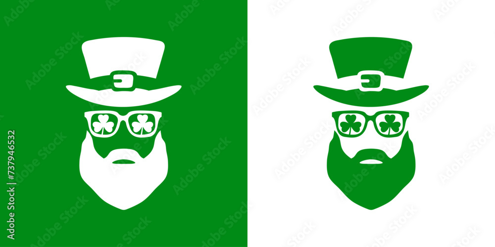 Día de San Patricio. Logo con silueta de sombrero de leprechaun con ...