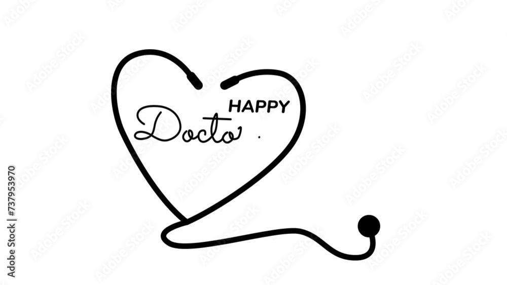 Handwritten animated text Happy Doctor's Day in black on a black ...