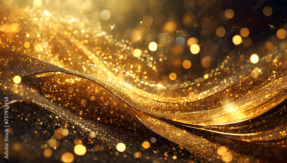 an abstract golden twinkle background, featuring delicate swirls ...