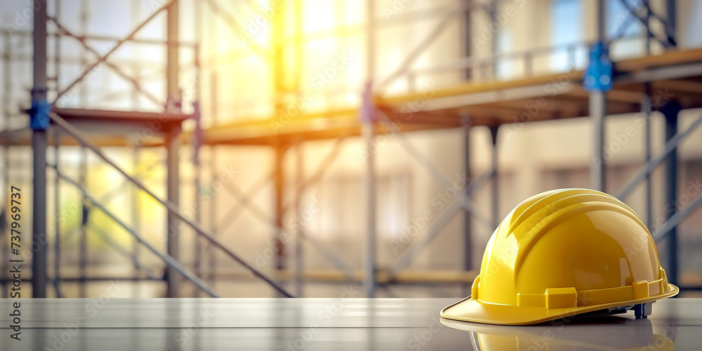Construction site background with worker helmet, labor day background ...