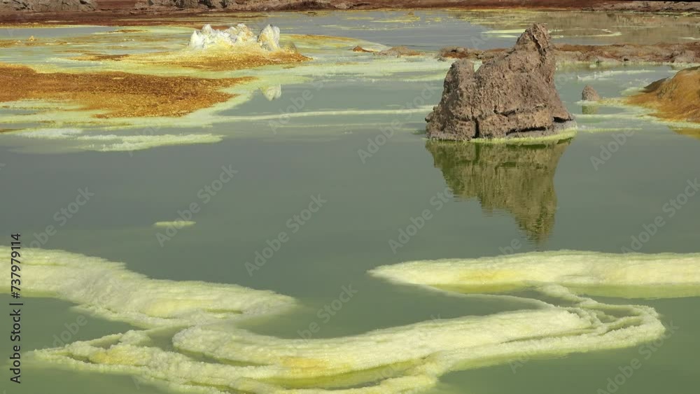 Beauty in nature. Acid lake in the crater of Dallol volcano in the ...