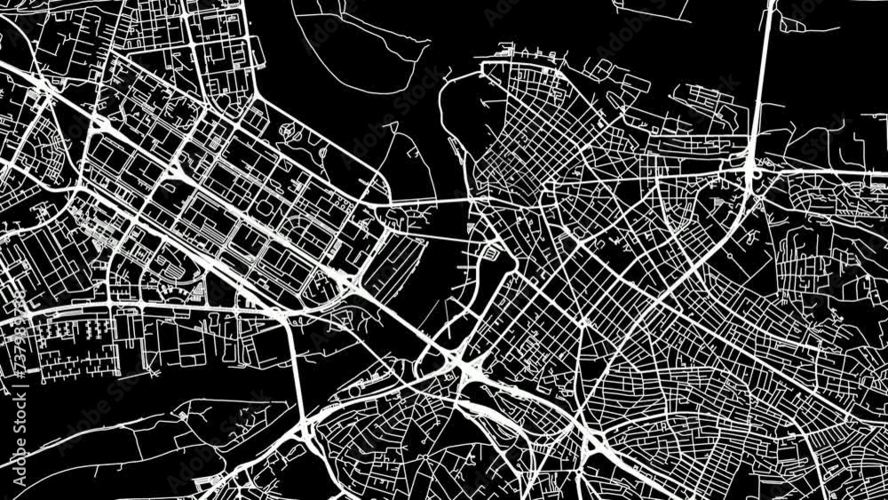 Zoom Out Road Map of Belgrade Serbia with white roads on a black ...