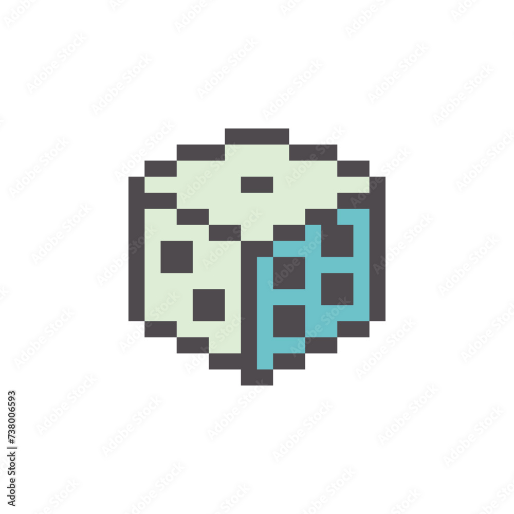Game dice pixel art style icon. Game assets 8-bit sprite. Isolated ...