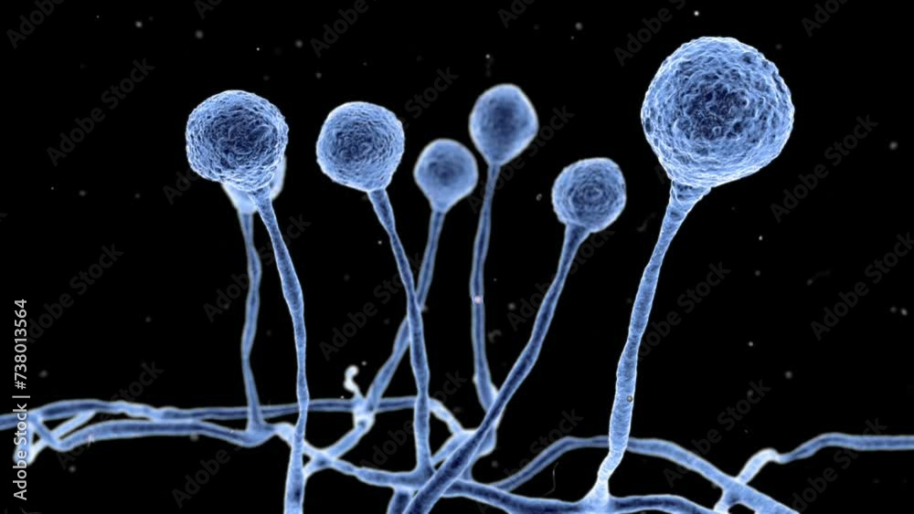 3D animation of a flight through the sporangia of Mucor mould ...