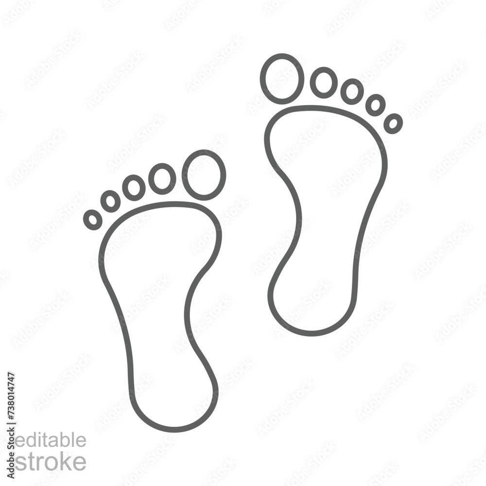 Foot print icon. Simple outline style. Bare foot print, feet, human ...
