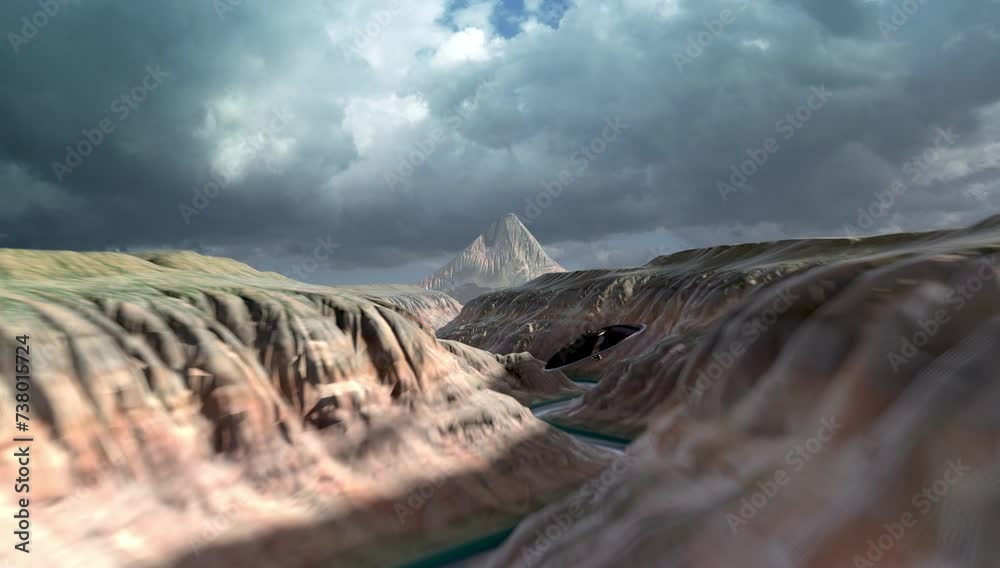 Vidéo Stock Alien ufo saucer flying close to river channel in fast ...