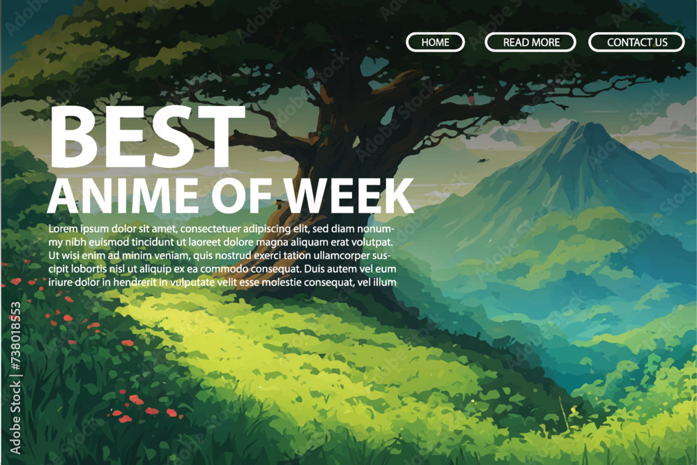 landing page design with an anime illustration theme. vector anime ...