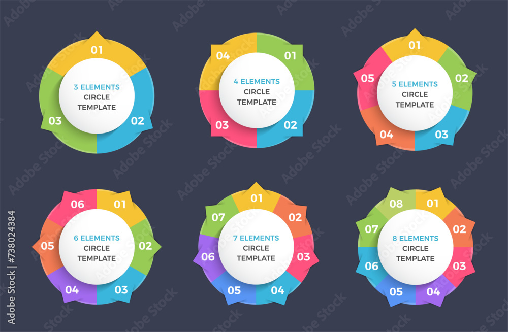 Circles divided on parts, infographic templates for circle diagrams ...
