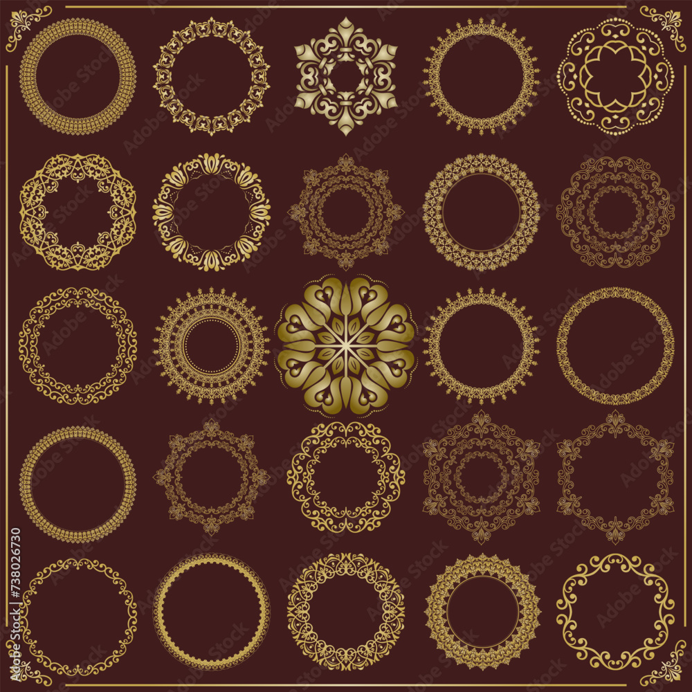 Vintage set of vector round elements. Different elements for design ...