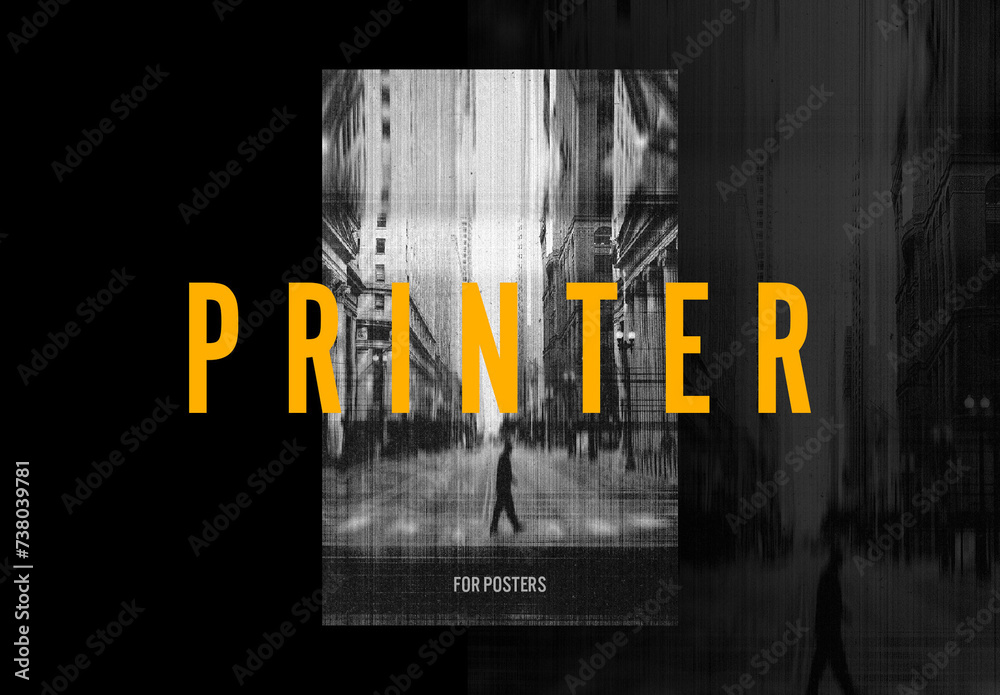 Distorted Printer Poster Photo Effect Mockup Stock Template | Adobe Stock