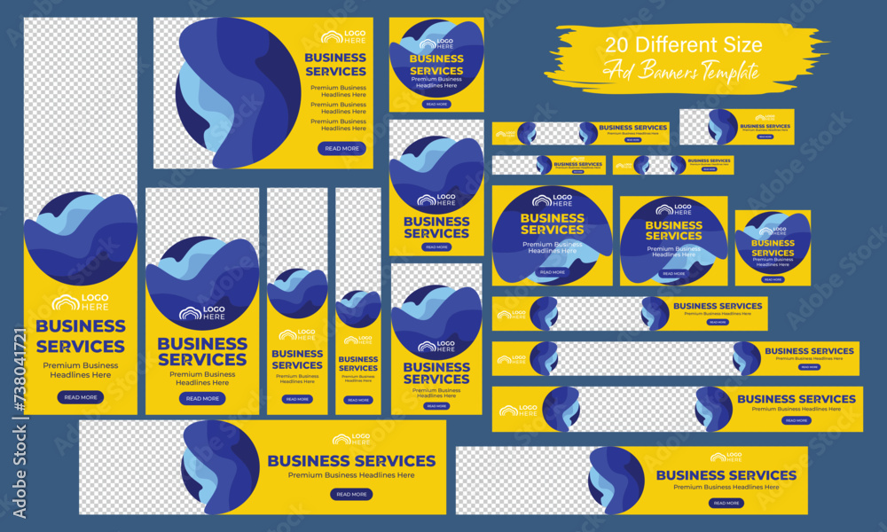Modern web header banner template. horizontal and vertical web ads ...
